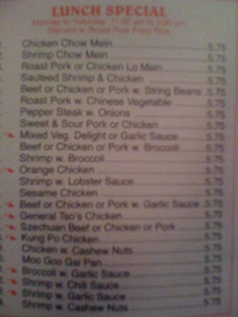 Menu at Twin Dragons restaurant, Oakland charter Township