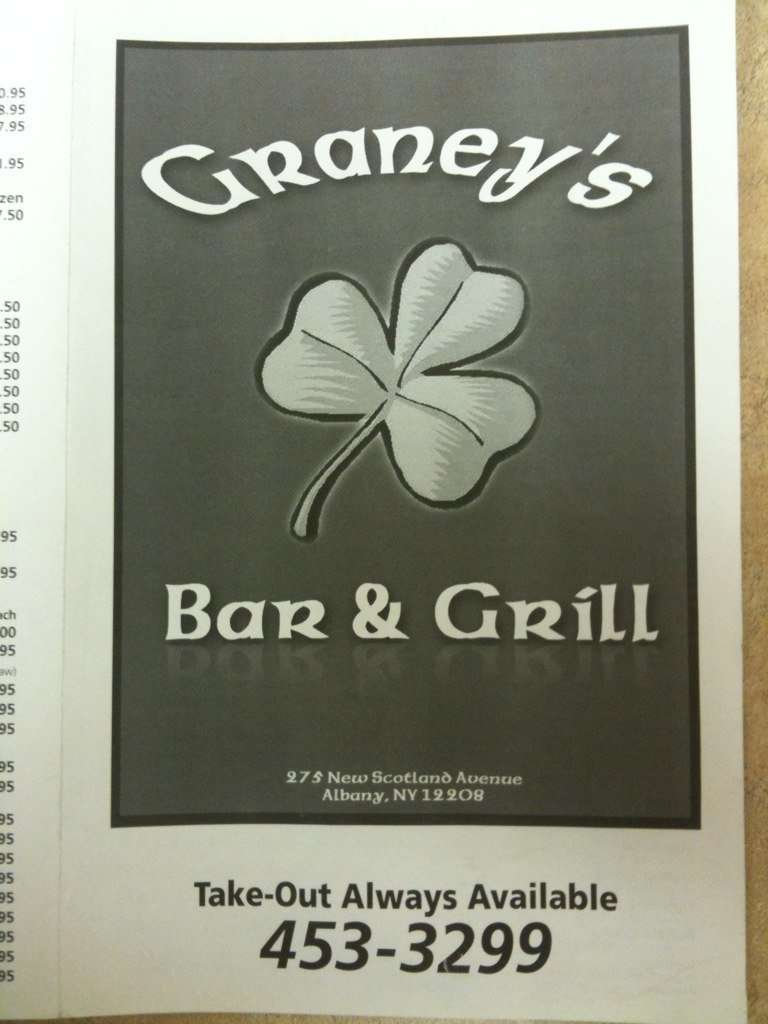 Menu at Graney's Bar & Grill, Albany