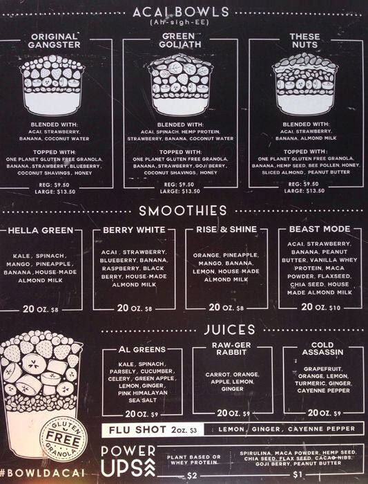 Bowl'D Acai menu, Menu restauracji Bowl'D Acai, SOMA, San Francisco ...
