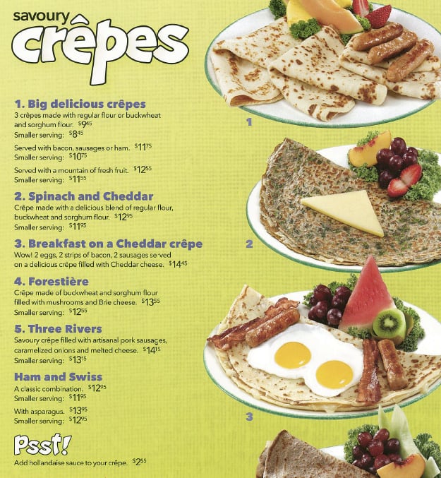 Menu at Cora Breakfast and Lunch restaurant, Vancouver