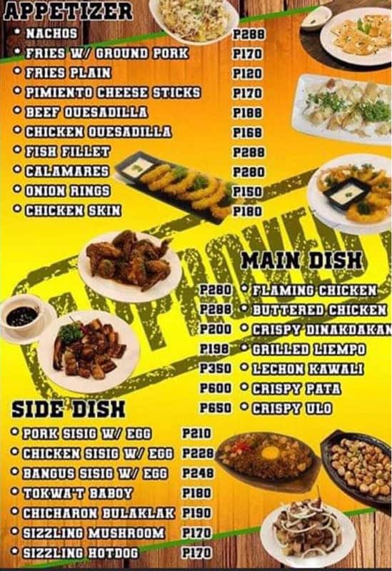 Menu at Wing Commander restaurant, Antipolo