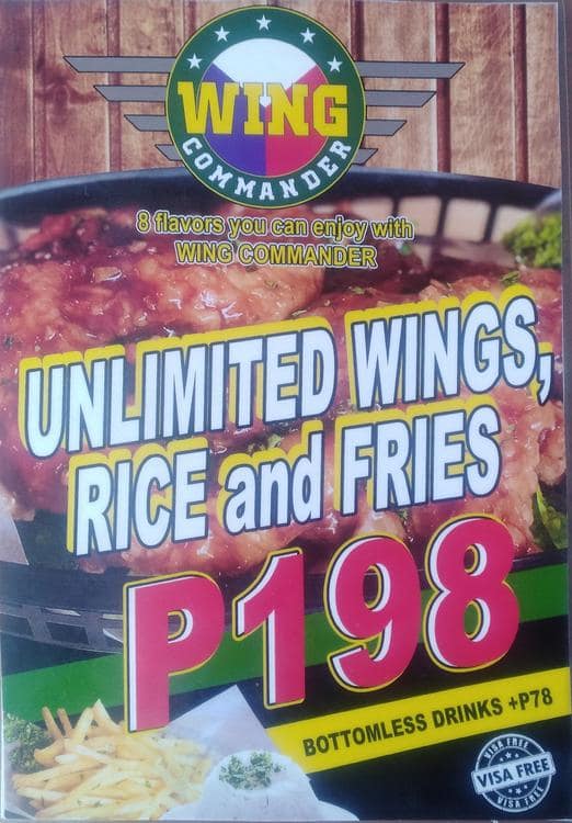 Menu at Wing Commander restaurant, Antipolo