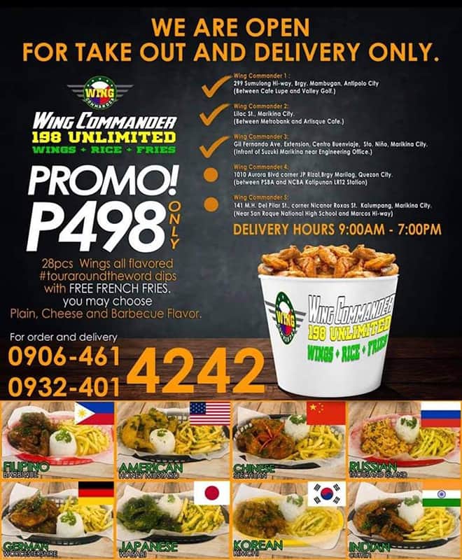 Menu at Wing Commander restaurant, Antipolo