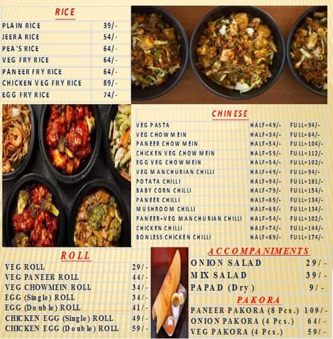 Menu at Ki & Ka, Patna