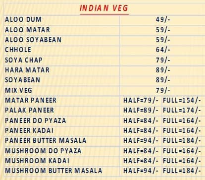 Menu at Ki & Ka, Patna