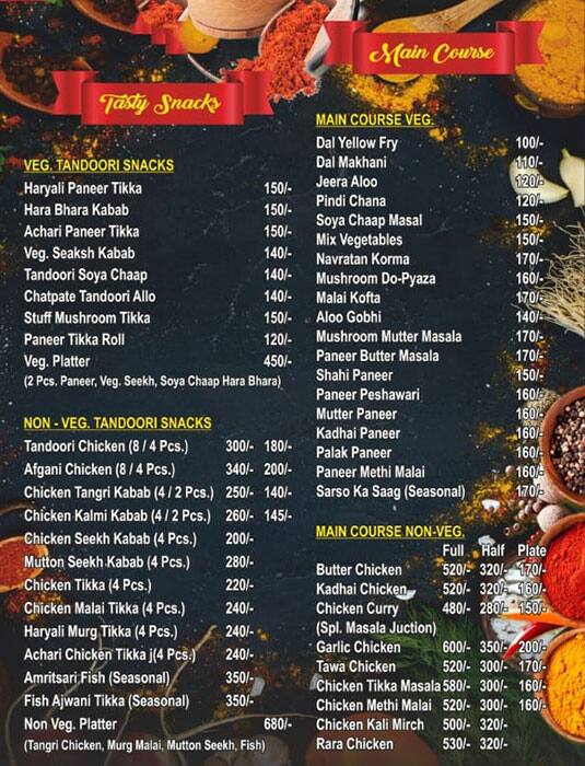 Menu of Masala Junction, Sector 16, Noida