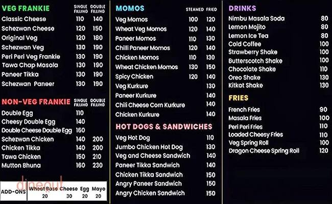Menu of Tibb's Frankie - Serving Rolls Since 1969, Gole Market, New Delhi