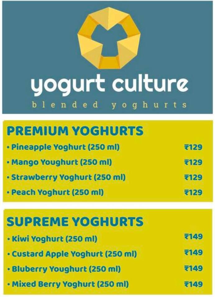 Menu of Yogurt Culture - Blended Yoghurts, Seawoods, Navi Mumbai