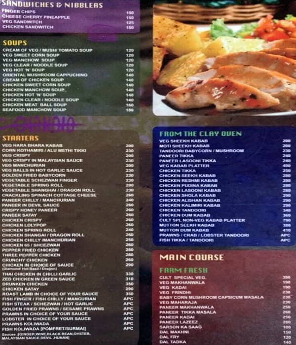 Menu at Cult Lounge, Navi Mumbai, Palm Beach Road