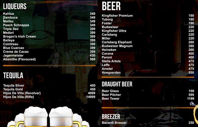 Menu at Cult Lounge, Navi Mumbai, Palm Beach Road