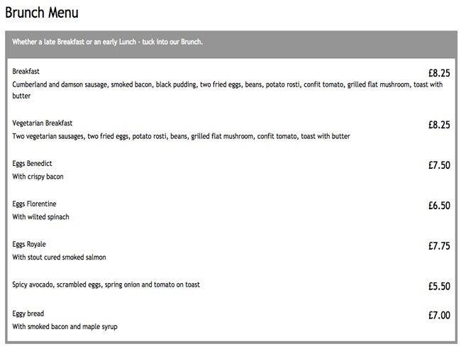 Menu at The Trafalgar pub & bar, London, 200 King's Rd
