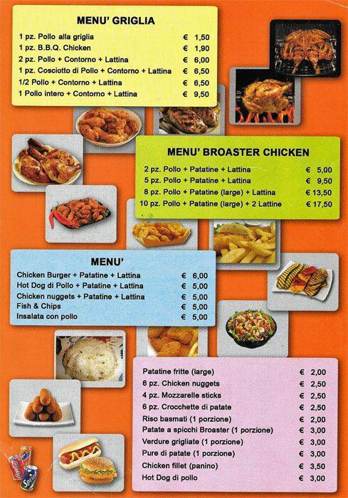 Speisekarte von Chicken Land Srl fast Food, Mailand