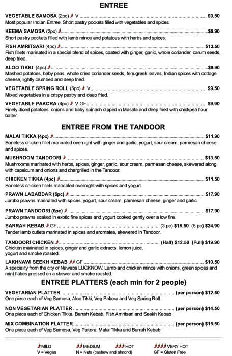 Menu at Kohlis Indian Restaurant Nowra, Nowra