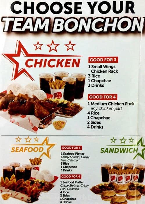 Menu at BonChon Chicken, Cebu City, Second Floor