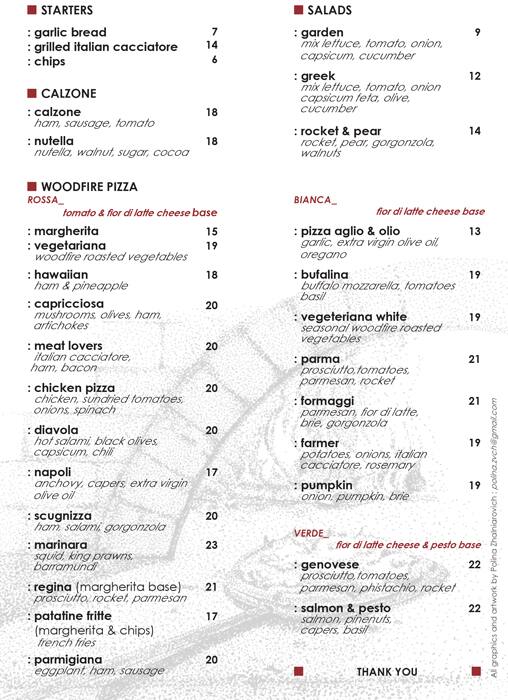 Menu at Pizza Square pizzeria, South Fremantle