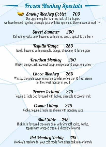 Menu at Frozen Monkey, Pune, Level 1