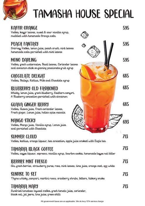 Menu at Tamasha, Mumbai