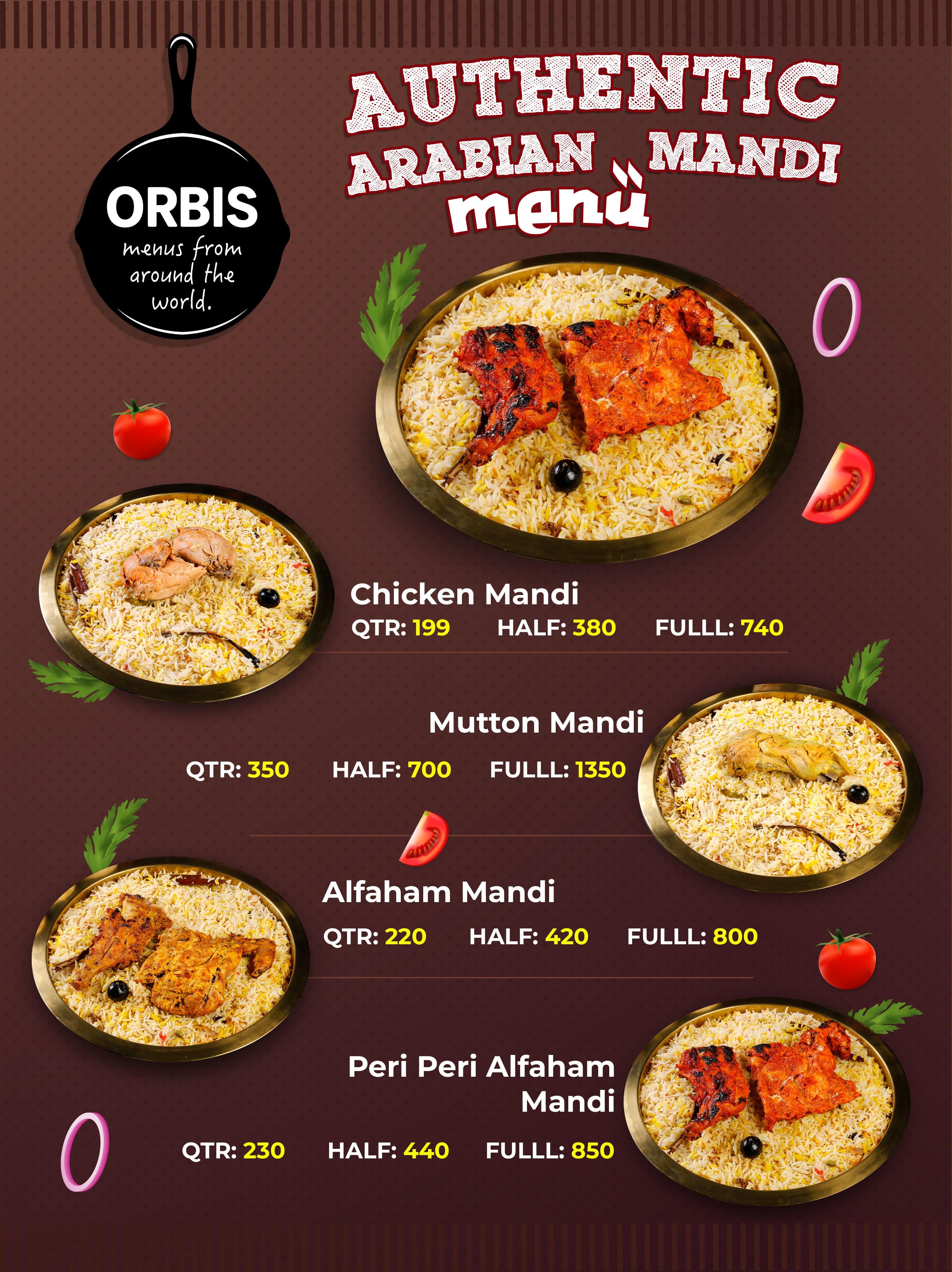 Menu of Orbis Restaurant, Whitefield, Bangalore