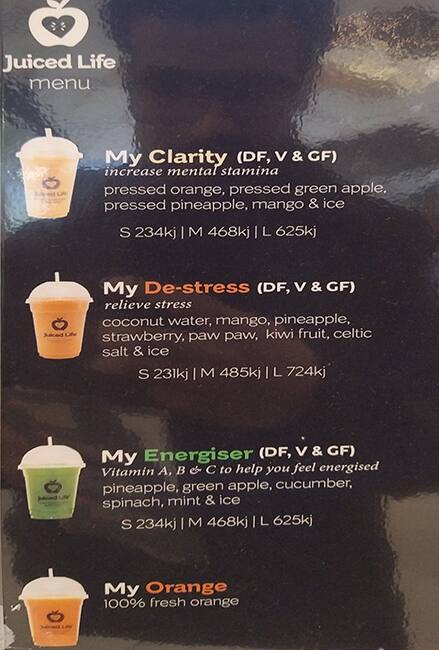 Menu at Juiced Life Fountain Gate pub & bar, Narre Warren