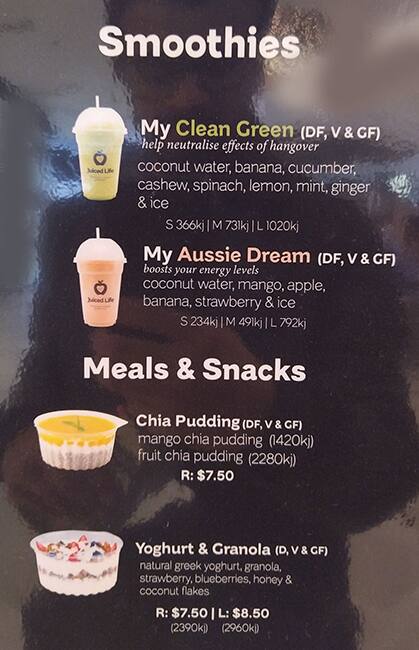 Menu at Juiced Life Fountain Gate pub & bar, Narre Warren