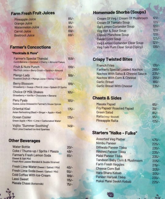 Menu of Farmers Kitchen, Bhosari, Pune