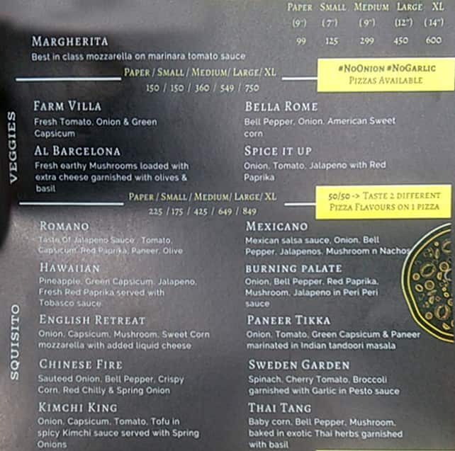 Menu of La Vera Pizzeria - The Wood Fired Pizza House, Udyog Vihar, Gurgaon