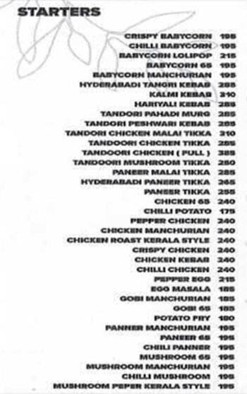 Menu of Grand Indian Kitchen, Sarjapur Road, Bangalore