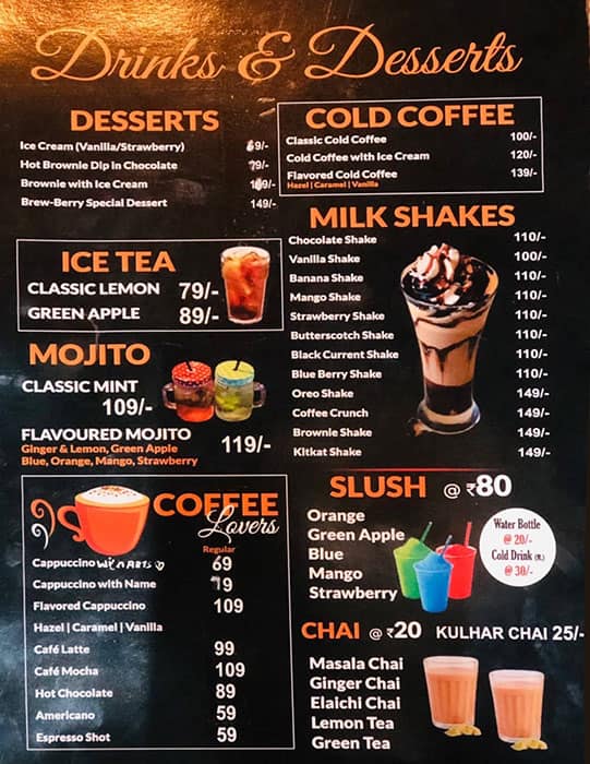 Menu of Brew - Berry Cafe, Knowledge Park, Greater Noida