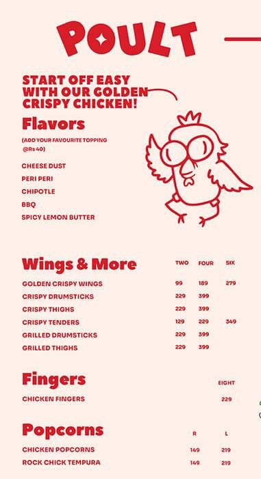 Menu of Poult, Thaltej, Ahmedabad