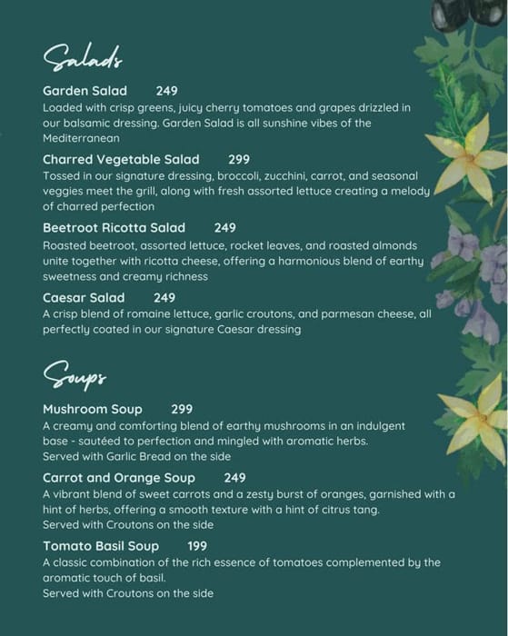 Menu of Anthos, Sector 30, Gurgaon