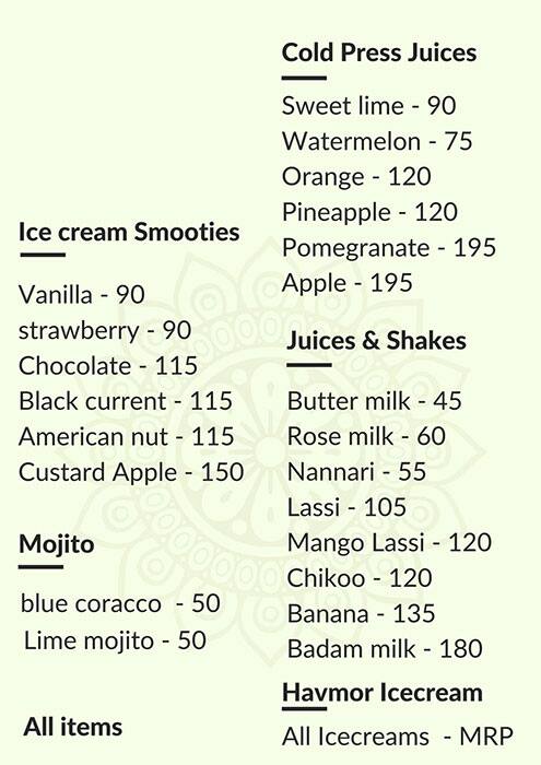 Menu of Slurp, Tiruvottiyur, Chennai