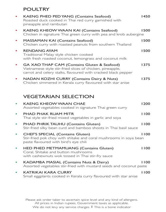 Menu at The Spice Route, New Delhi, The Imperial