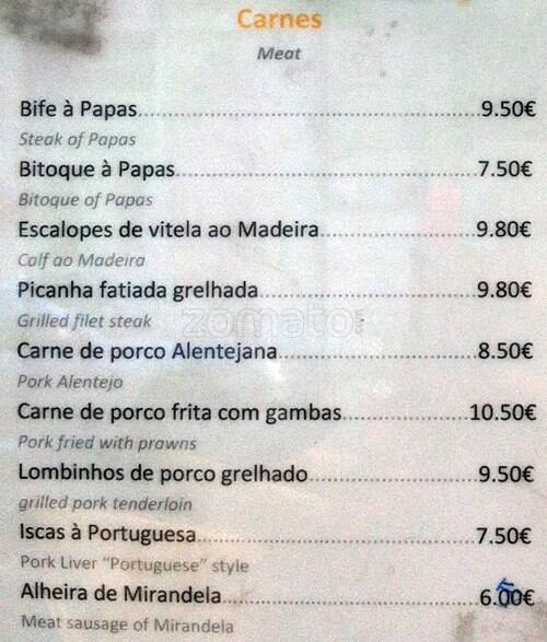 Menu at Restaurante O Papas - Sociedade Empreendimentos Explor ...