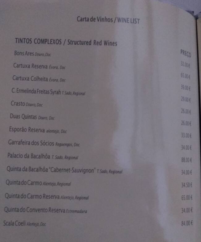 Menu at O Mercado do Peixe restaurant, Lisbon, Estr. Pedro Teixeira 4