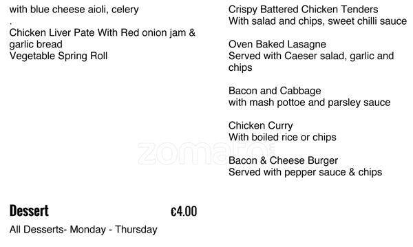 Menu at Speaker Connolly pub & bar, Dublin