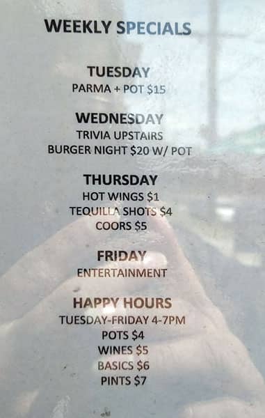 Menu at Humdinger pub & bar, Frankston