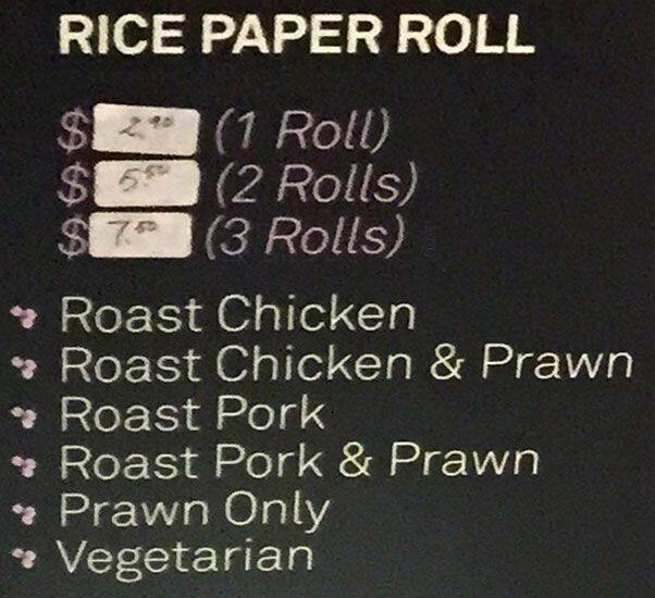 Menu at Rice @ Collins restaurant, Melbourne