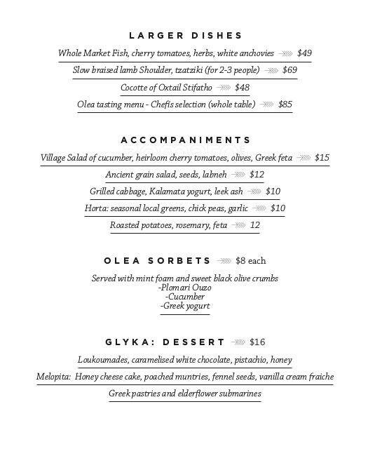 Olea Menu, Menu for Olea, City Centre, Adelaide - Urbanspoon/Zomato