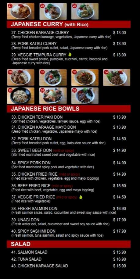Menu at Osaka Japanese Dining Bar, Ashgrove