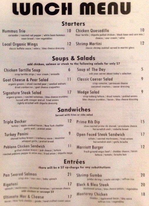 Menu at Dempsey's Grill restaurant, Chicago