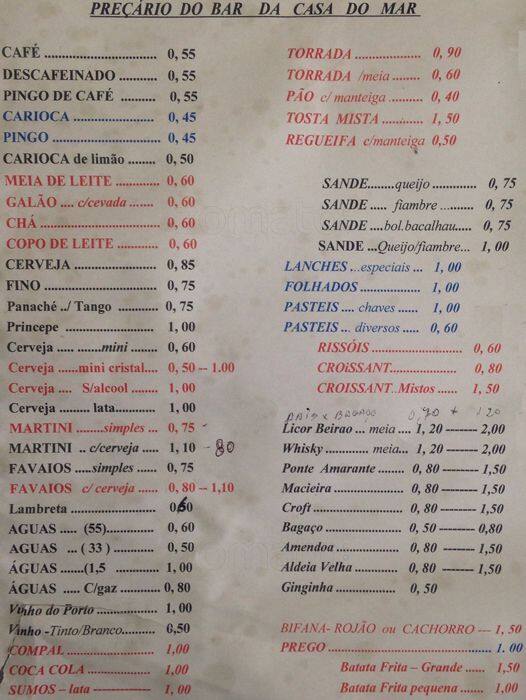 Casa do Mar Menu, Menu de Casa do Mar, Afurada, Porto - Zomato Portugal