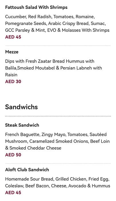 Menu at Olive Tree _ Aloft Al Ain restaurant, Al Ain