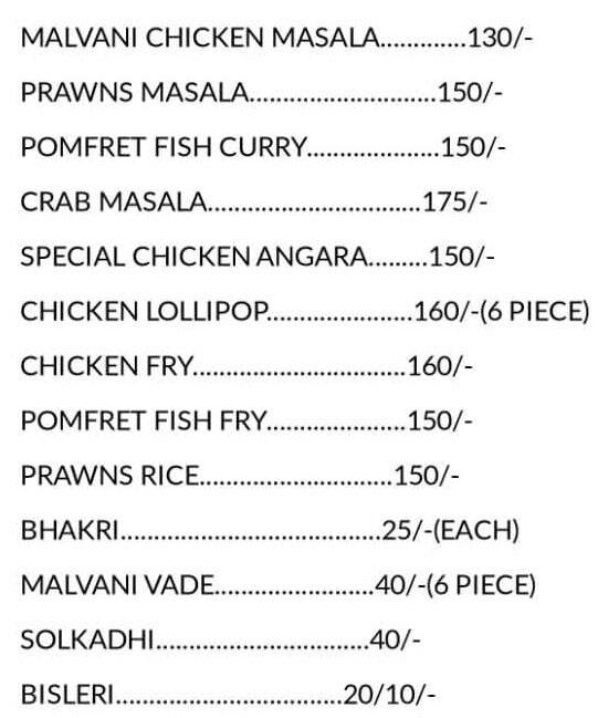 Menu of Shree Swami Pooja Fast Food, Kandivali West, Mumbai