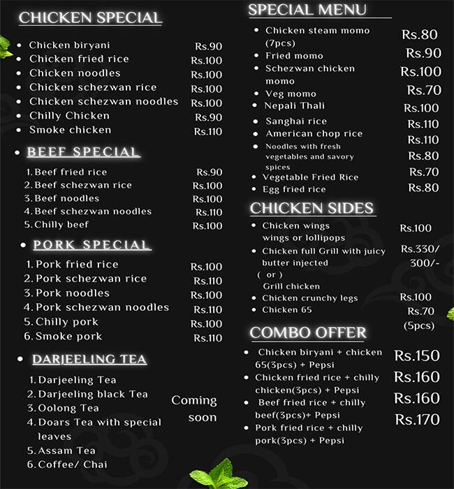 Menu of The Boring Kitchen, Choolaimedu, Chennai