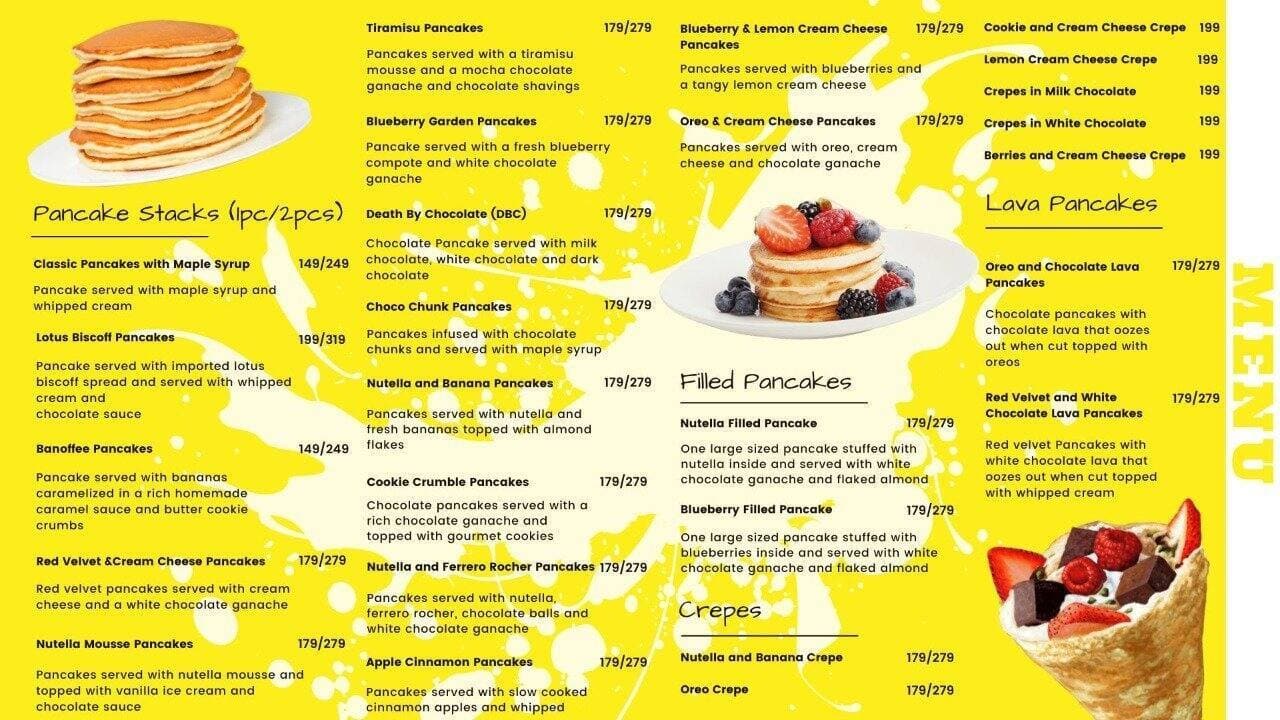 Menu of Uncle Peter's Pancakes & Cafe, Koramangala 5th Block, Bangalore