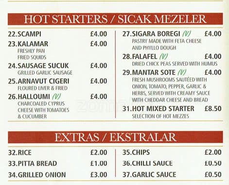 Menu at Tava BBQ, London, 17 Stoke Newington Road