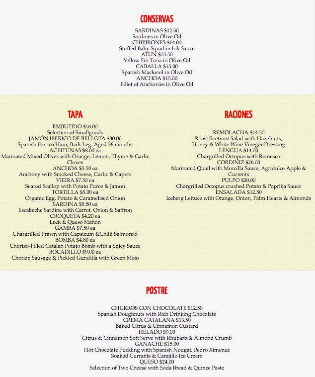 MoVida Next Door Menu,Menú para MoVida Next Door, Flinders Street, CBD ...