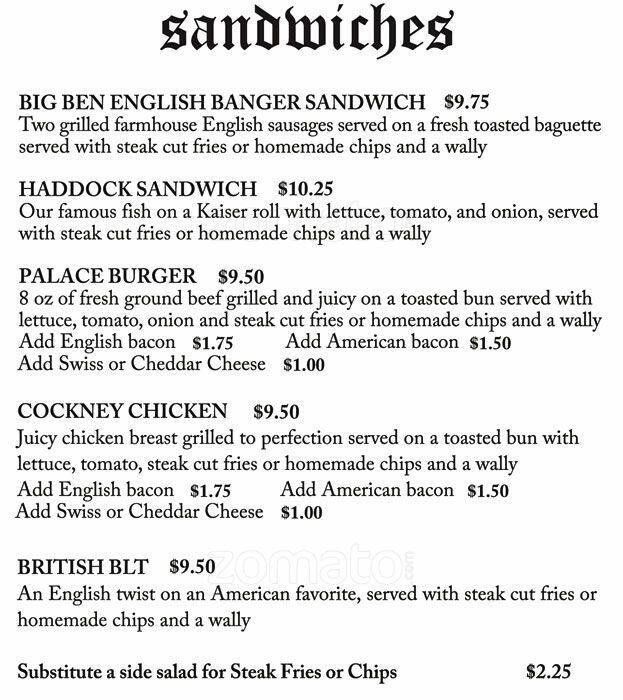 Menu at Big Ben Pub, Charlotte, South Blvd
