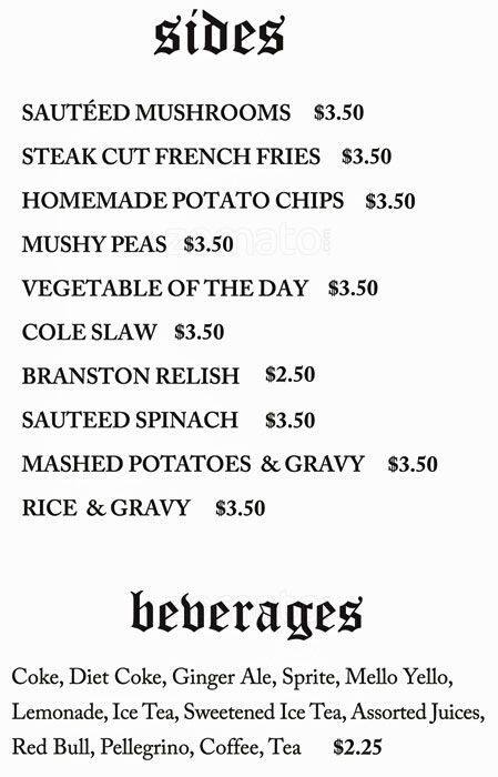Menu at Big Ben Pub, Charlotte, South Blvd