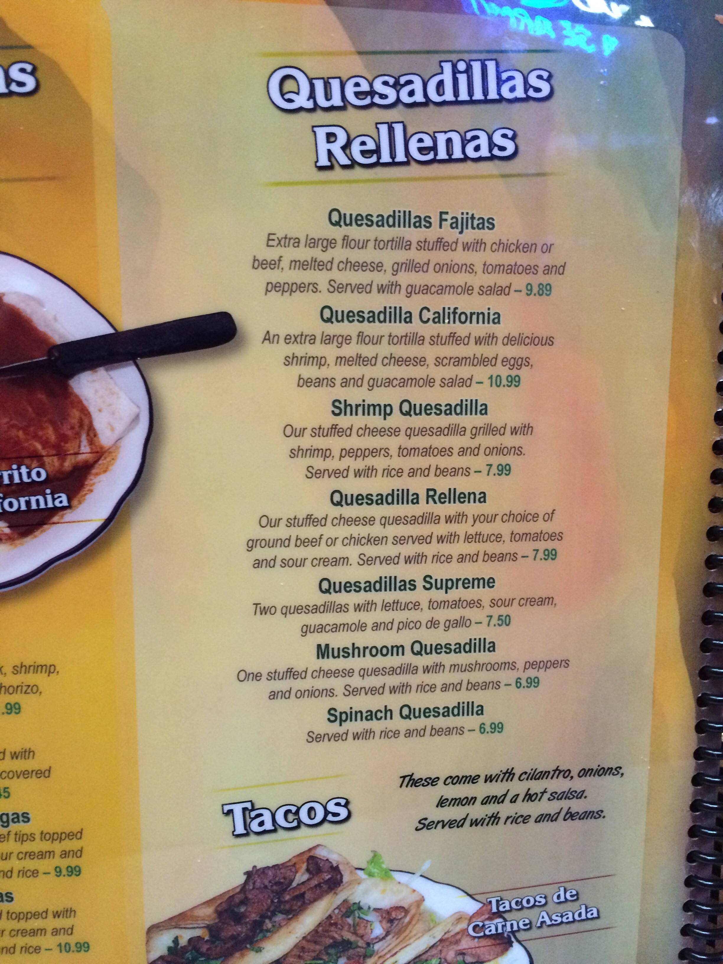 Menu at El Tucan Mexican Restaurant, Spring Lake